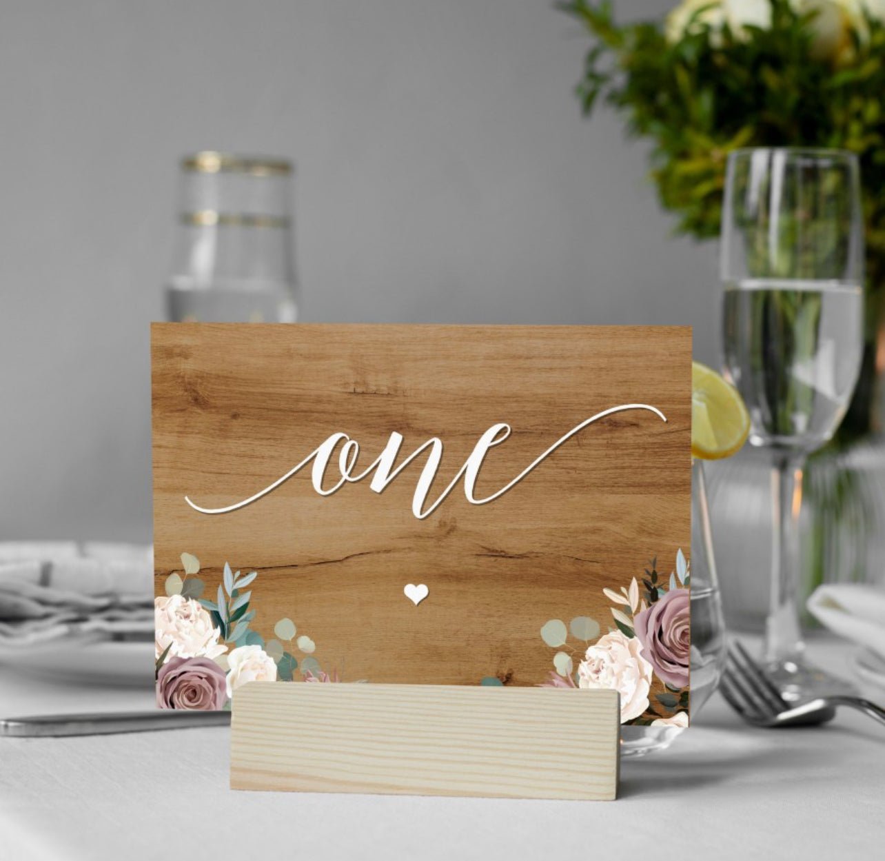 Wooden Dusky Rose Table Numbers Sign – Cute Company
